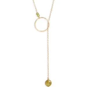 NASHELLE Gwyneth Semiprecious Toggle Necklace - Green Garnet/gold Fill