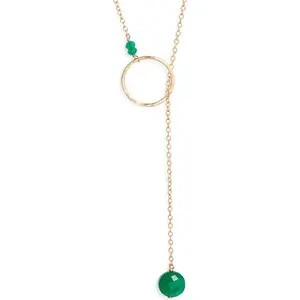 NASHELLE Gwyneth Semiprecious Toggle Necklace - Green Onyx/gold Fill