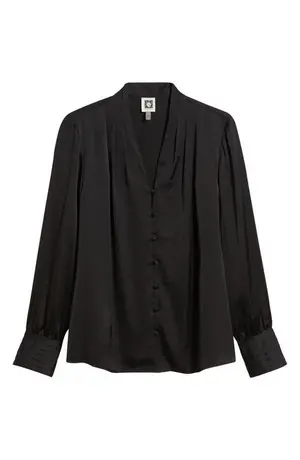 Anne Klein Pleated Button-up Shirt - Asphalt