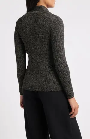 Anne Klein Tie Neck Ribbed Sweater