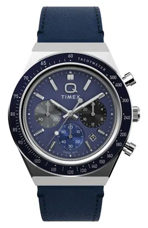TIMEX® Q Chronograph Strap Watch - Blue
