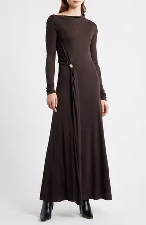 BOSS Evargo One-shoulder Long Sleeve Gown