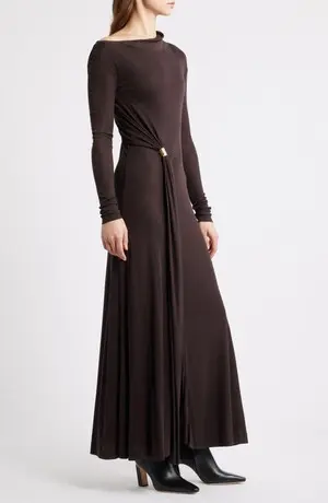BOSS Evargo One-shoulder Long Sleeve Gown