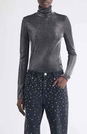 Isabel Marant Jadia Metallic Turtleneck Top