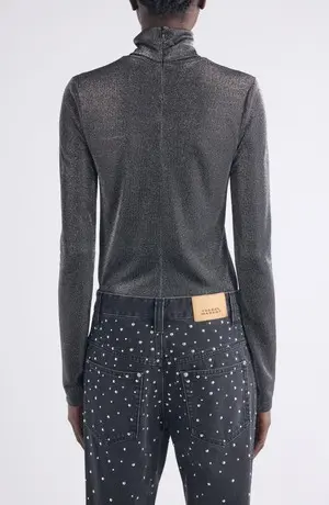 Isabel Marant Jadia Metallic Turtleneck Top