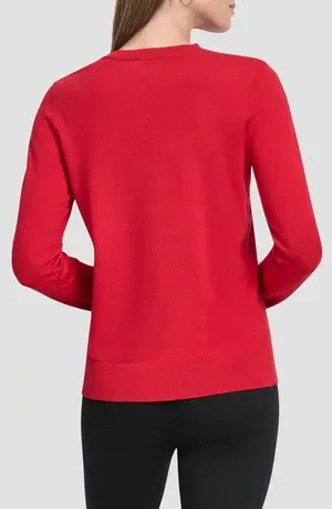 Dkny Sequin Bow Embellished Crewneck Sweater - City Crimson