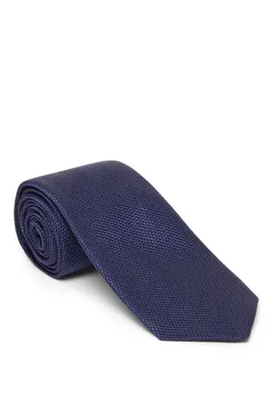Brunello Cucinelli Textured Silk Twill Tie Avio Blue