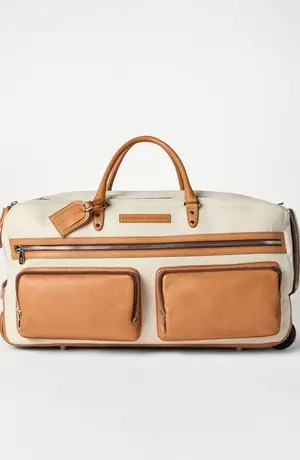 Brunello Cucinelli Grained Calfskin Trolley - Ivory