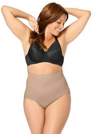 SECRET SOLUTIONS Instant Shaper Medium Control Seamless High Waist Brief - Nude