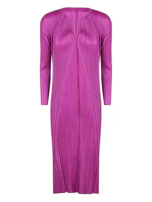Issey Miyake Pleated Long Cardigan - Red
