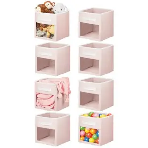 MDESIGN Fabric Nursery Storage Cube With Front Window - Pink