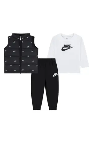 Nike Logo Print Puffer Vest Set - Black