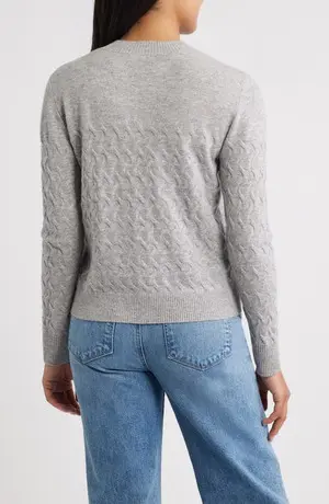 GRIFFEN Cable Wool & Cashmere Crewneck Sweater - Grey