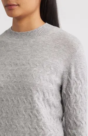 GRIFFEN Cable Wool & Cashmere Crewneck Sweater - Grey