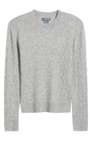 GRIFFEN Cable Wool & Cashmere Crewneck Sweater - Grey