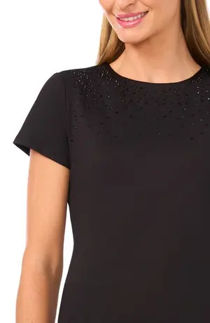 Halogen Rhinestone Compression T-shirt - Rich Black
