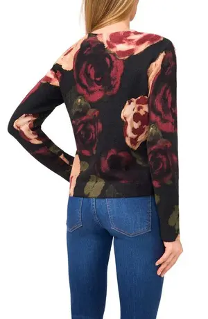 Halogen Floral Print Crewneck Sweater