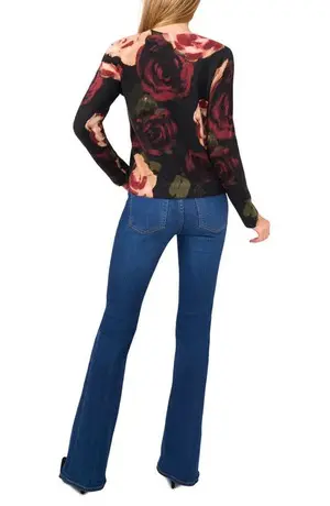 Halogen Floral Print Crewneck Sweater