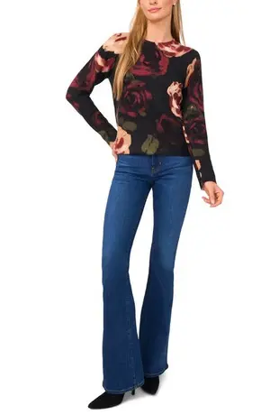 Halogen Floral Print Crewneck Sweater