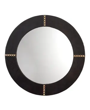 JAMIE YOUNG CO. Round Cross Stitch Mirror - Espresso