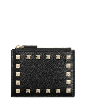Valentino Garavani Rockstud Zip Card Case - Black
