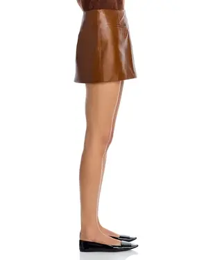 A.L.C. Cowan Leather Mini Skirt - Saddle
