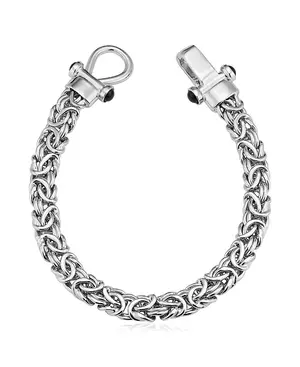 ORADINA Sterling Byzantine Bracelet With Onyx - Silver