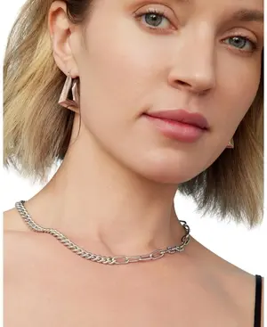 ORADINA Sterling Curb And Paperclip Link Necklace