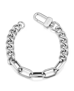 ORADINA Sterling Curb And Clip Link Bracelet - Silver