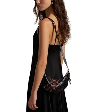 Polo Ralph Lauren Polo Id Tartan Wool Mini Chain Shoulder Bag