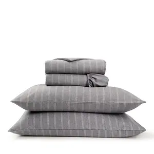CHRISTY Flannel Marl Stripe Sheet Set, Full - Silver