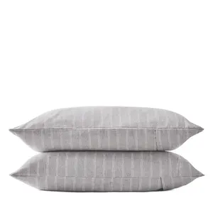 CHRISTY Flannel Marl Stripe Standard Pillowcase, Pair - Silver