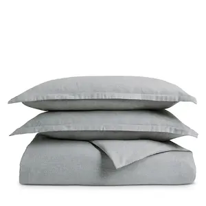 CHRISTY Flannel Marl Solid Duvet Cover Set, Full Queen - Silver