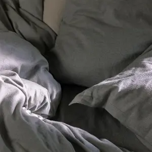 CHRISTY Flannel Marl Solid Duvet Cover Set, Full Queen - Silver