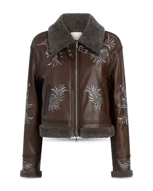 Cinq À Sept Devyn Faux Leather Aviator Jacket