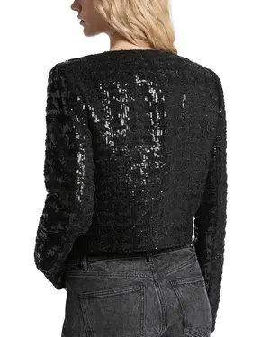 Michael Kors Cropped Sequin Tweed Jacket