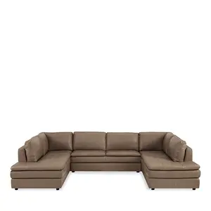 CHATEAU D'AX Brunello Leather Sectional Sofa - Mf Taupe