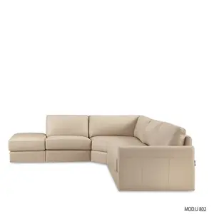 CHATEAU D'AX Leather Colonna Sectional Sofa - Light Grey