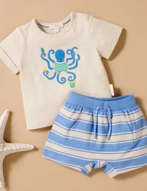 PUREBABY Octopus Short & Tee Set