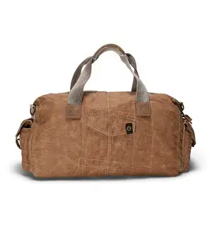 ROAN Canvas Duffle Bag With Leather Accents - Tan Oil Slick