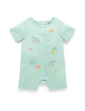 PUREBABY Under The Sea Romper - Seafoam Bubbles Print
