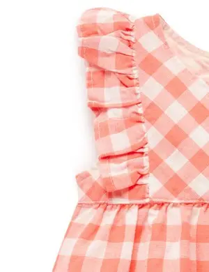 PUREBABY Gingham Cotton/linen Blend Romper