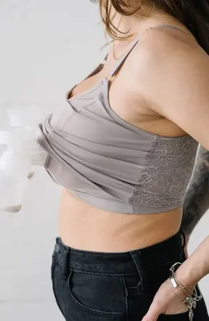DAVIN & ADLEY Busty Pumping And Nursing Crop Cami - Stone