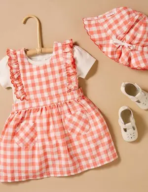 PUREBABY Gingham Pinnie Dress