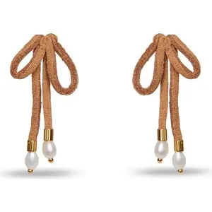 Lele Sadoughi Faux Suede Bow Earrings - Caramel 700