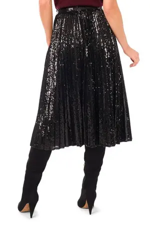Halogen Sequin Pleated Midi Skirt