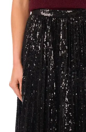 Halogen Sequin Pleated Midi Skirt