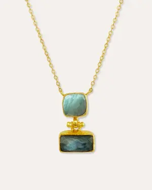 OTTOMAN HANDS Nerissa Aqua Chalcedony Pendant Necklace - Gold