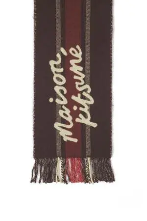 Maison Kitsuné Scarfs - Brown/cherry