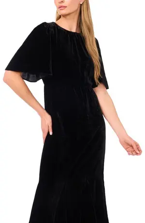 Ted Baker London Flounce Sleeve Velvet Dress